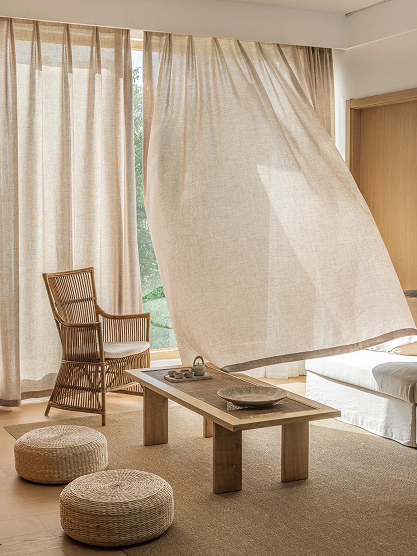 Japanese Style Linen Window curtain Dustproof Window Screen for ...