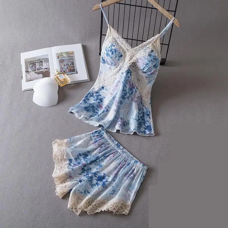 Print-Lace-Pajamas-Set-Women-Sleepwear-Intimate-Lingerie-Summer-Sexy ...
