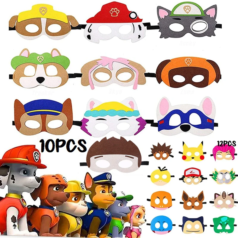 10PCS Paw Patrol Dog Masquerade Toys Kids Patch Cartoon Puppy Mask ...