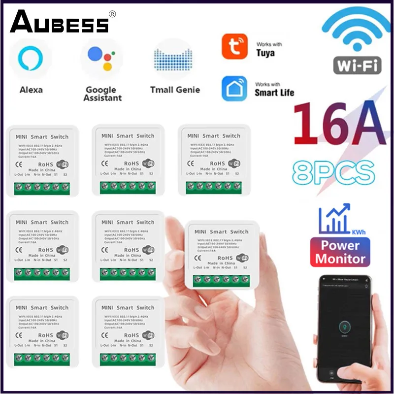 16a Tuya Wifi Diy Smart Switch With Power Monitoring Smart Home ...