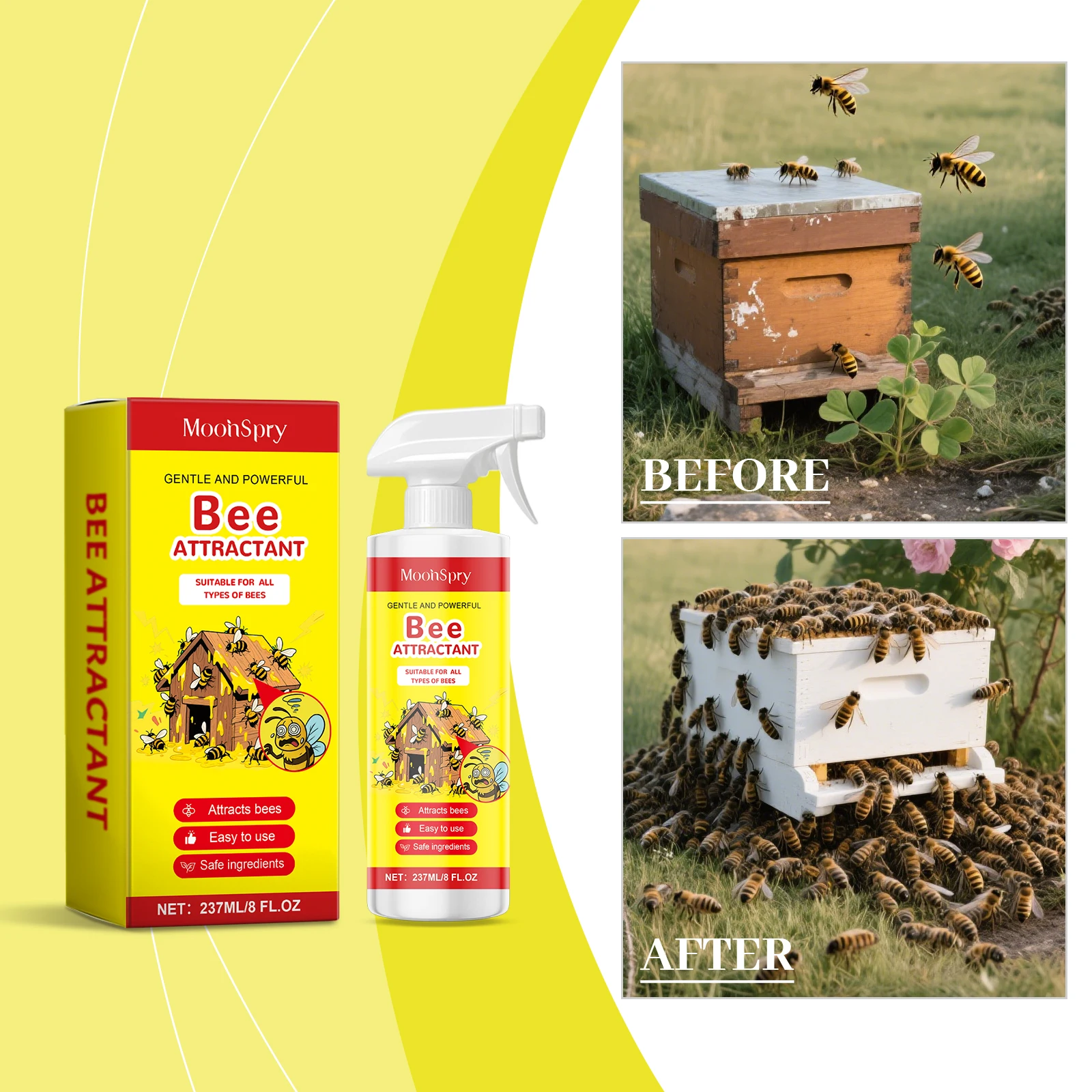 MOONSPRY 237ML Bee Attractant Daily Portable Spray for Attracting Bees ...