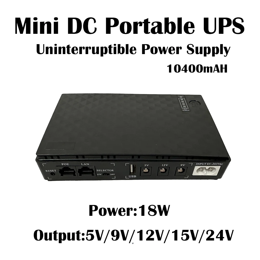 Mini Portable UPS 5V,9V,12V Uninterruptible Power Supply 18W 10400MAH ...
