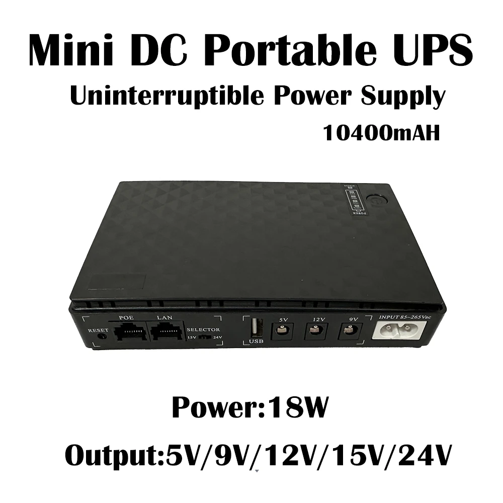 Mini Portable UPS 5V,9V,12V Uninterruptible Power Supply 18W 10400MAH ...