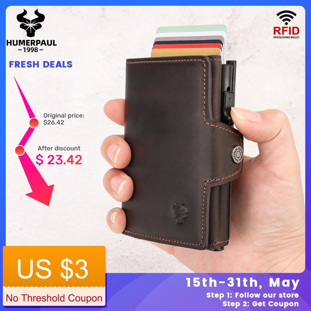 Smart Pop Up Card Wallet For Men Rfid Genuine Leather Card Case For 8 ...