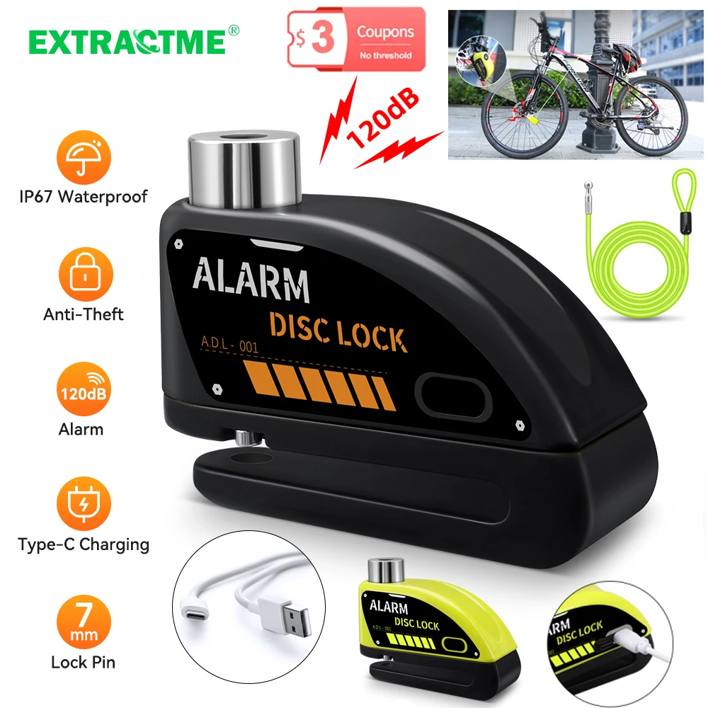 Extractme-Motorcycle-Disc-Lock-Anti-theft-Bicycle-Rechargeable-Alarm ...