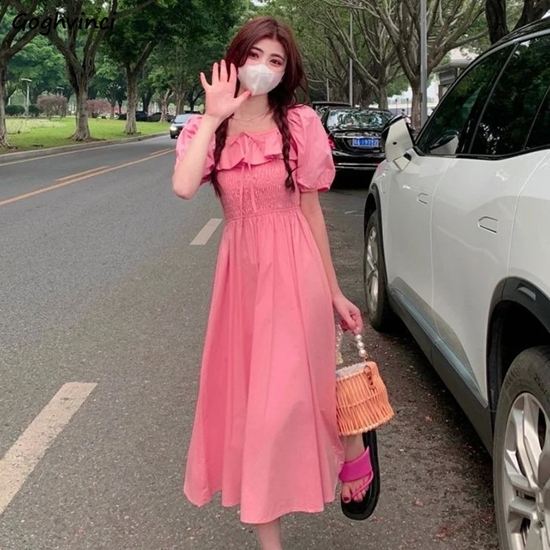 프렌치 스타일 여성 프린세스 프레리 드레스 세련된 스위트 걸 트렌디 스퀘어 칼라 레저 A 라인 젊은 휴가 인스타 신상