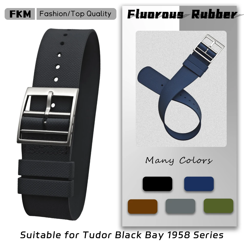 19mm 20mm 21mm 22mm FKM Fluorous Rubber Watch Strap for Tudor Black Bay ...