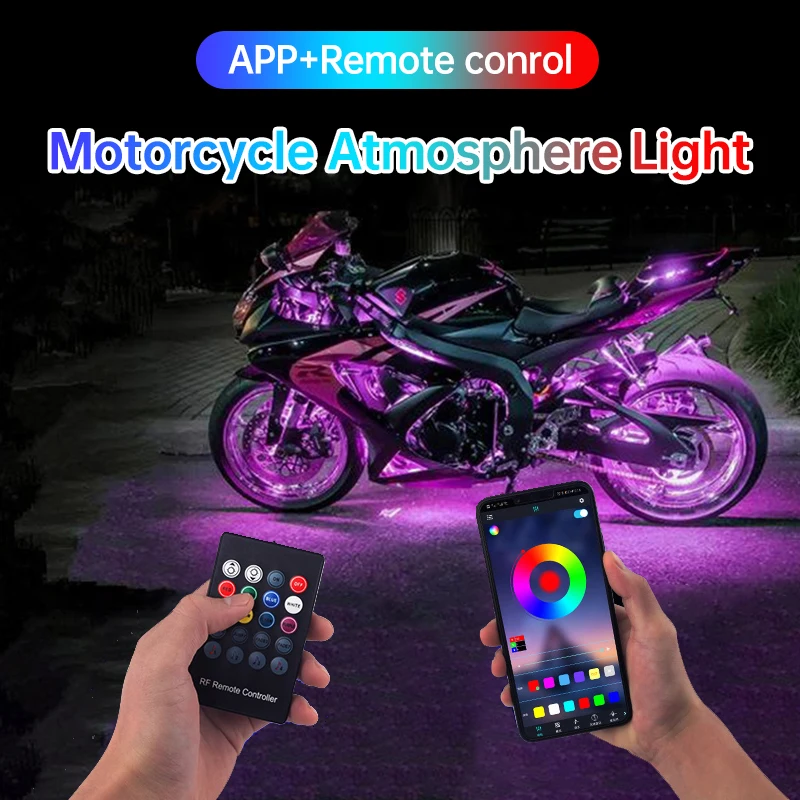 APP-LED-Motorcycle-Car-Atmosphere-Foot-Light-Remote-Control-Flexible ...