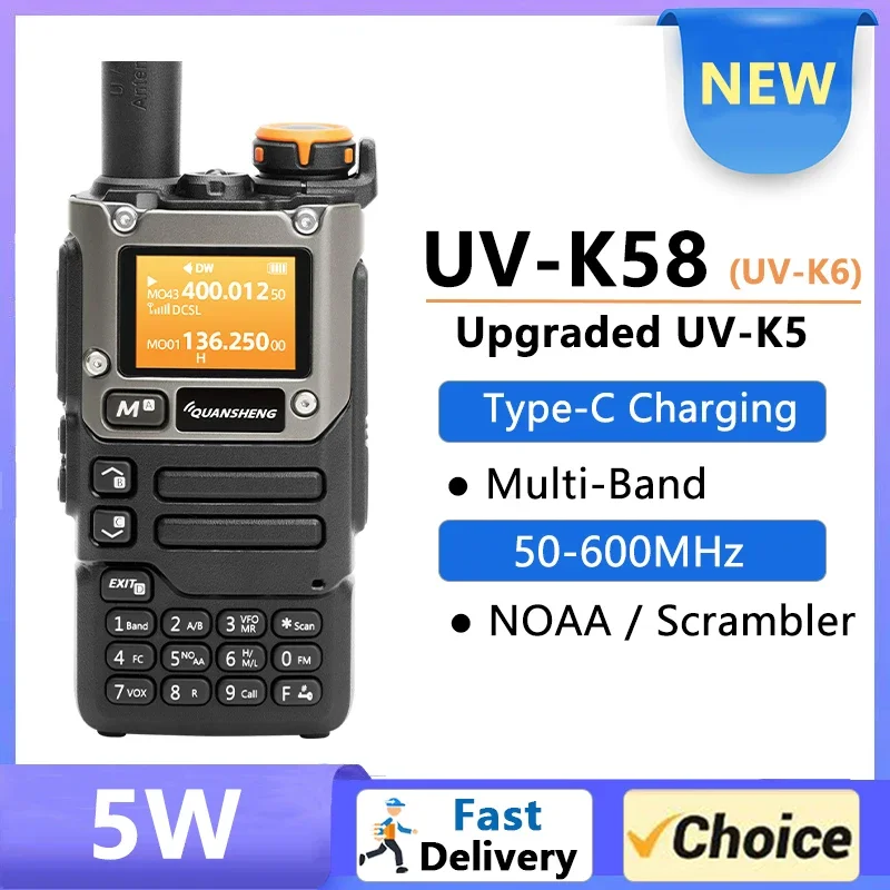 UV-K58-Walkie-Talkie-5W-Quansheng-UV-K6-Two-Way-Radio-50-600MHz-Full ...