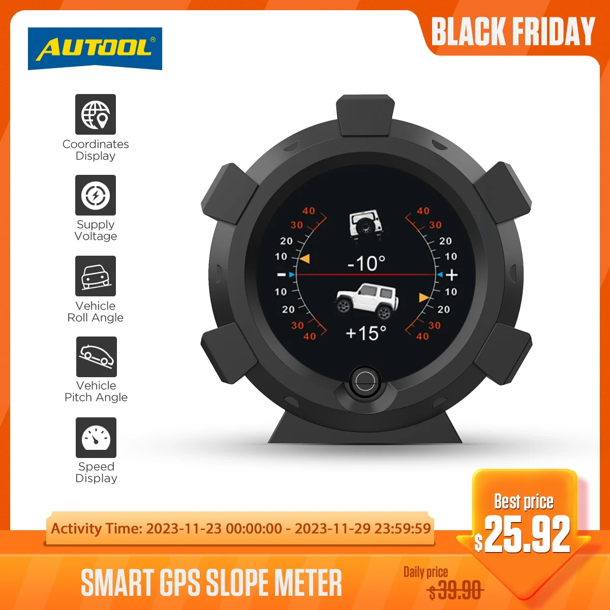 AUTOOL-X95-GPS-Car-Digital-Inclinometer-Pitch-Slope-Angle-Meter-Off ...