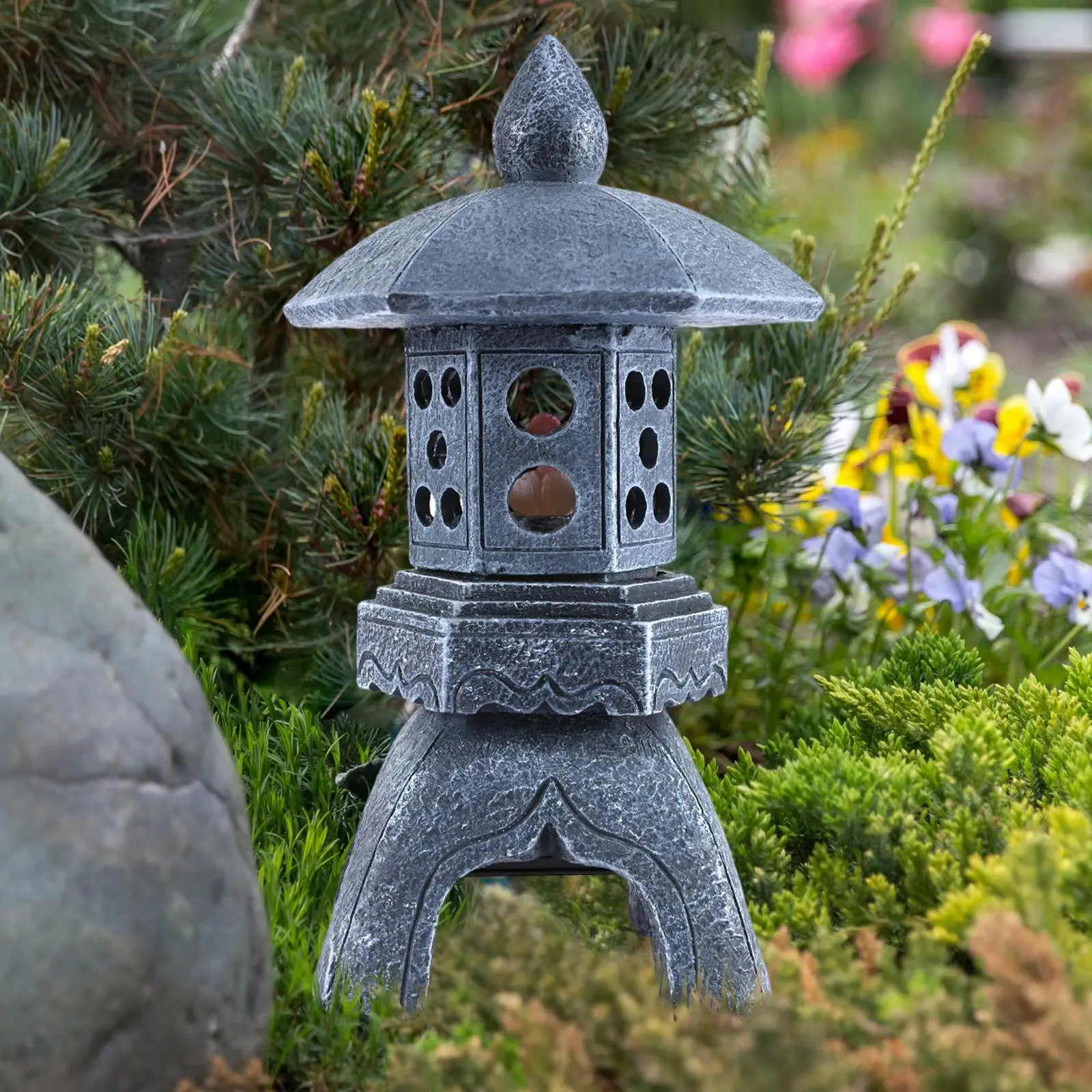 Japanese Stone Statues In Landscape