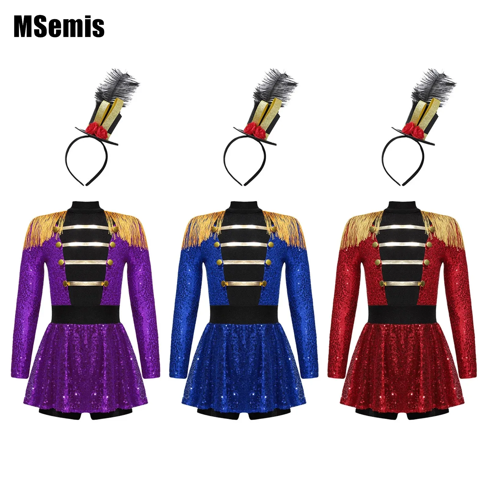 Kids-Girls-Halloween-Ringmaster-Circus-Costume-Set-Long-Sleeve-Tassel ...