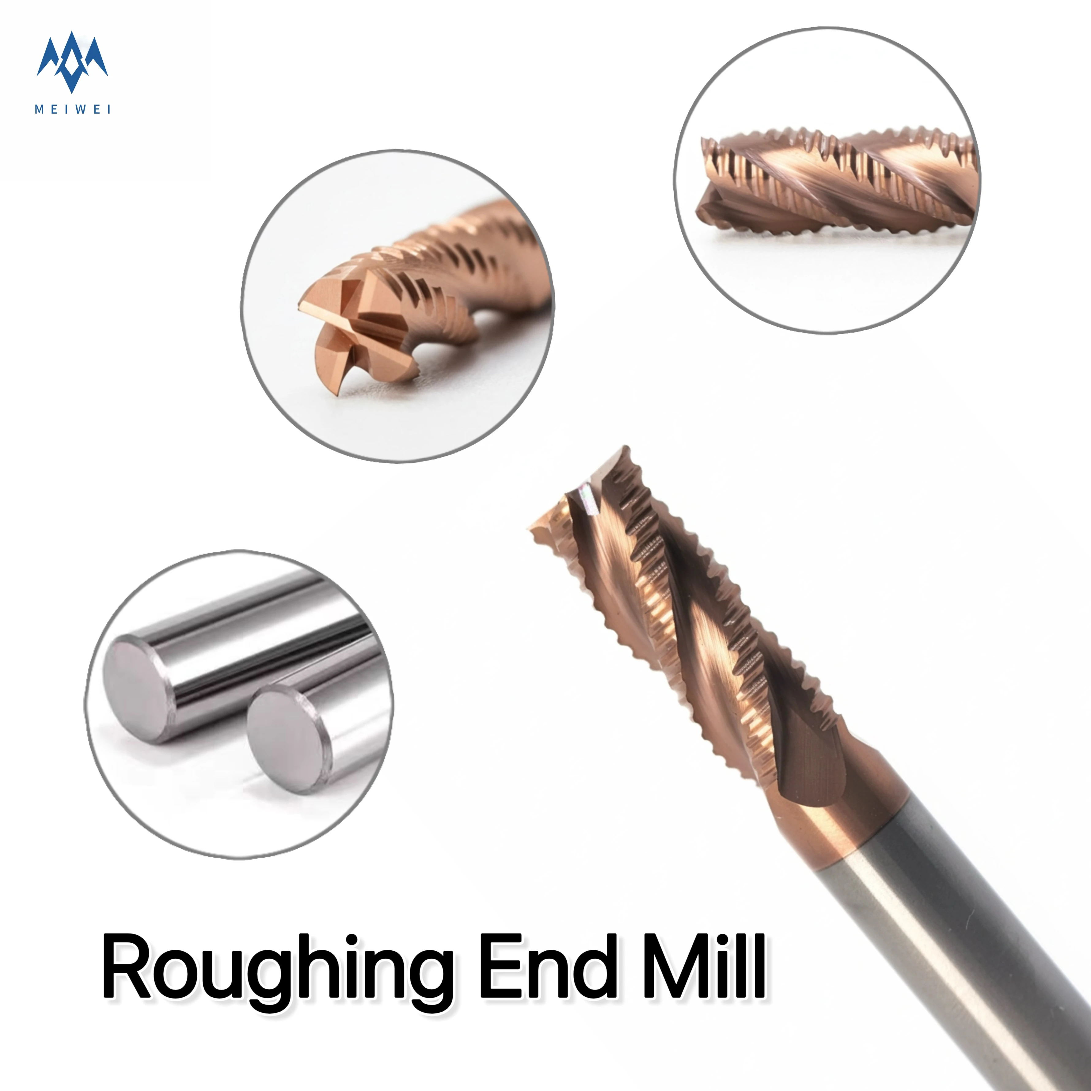Roughing End Mill Solid Carbide CNC Machining 4 Flutes for Metal Steel ...