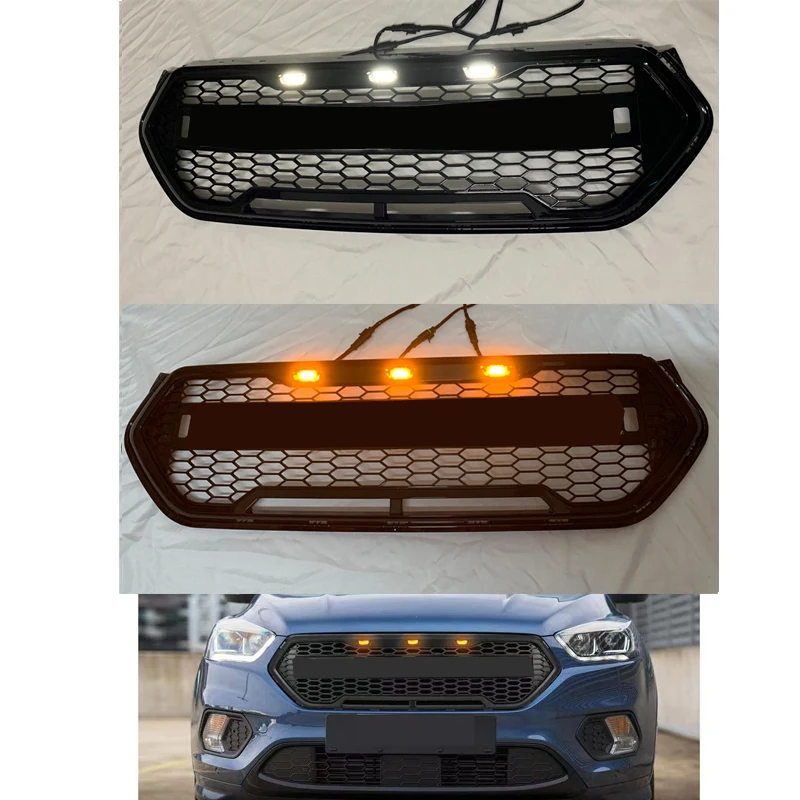 Glossy Black Honeycomb Grille Front Bumper Mask Mesh Amber Led Racing ...