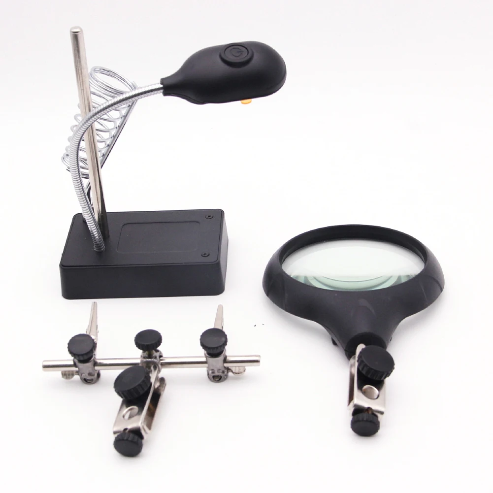 Illuminated-Auxiliary-Clamp-Magnifier-6-LED-Light-Magnifying-Glass ...