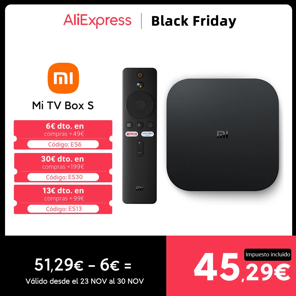[6€ dto. Código: ES6] Xiaomi Mi Smart TV Box Android 9,0 4K HDR, 2GB de ...