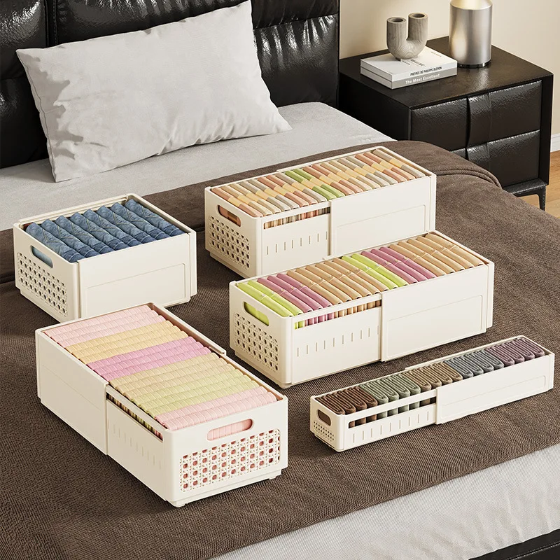 Clothes Storage Box Expandable Wardrobe Clothes Organiser Layered ...
