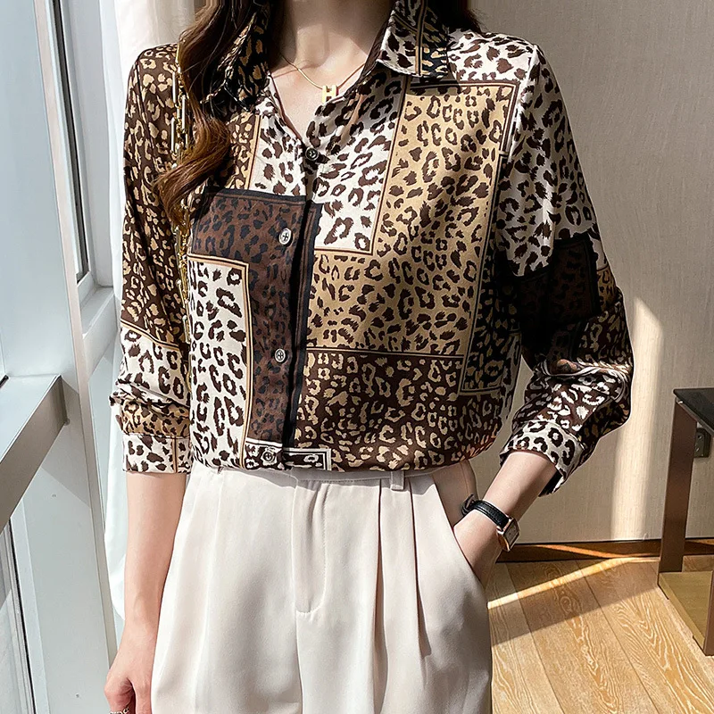 Leopard Blouse Women Sleeve | Chiffon Leopard Blouses Shirts - Women's ...