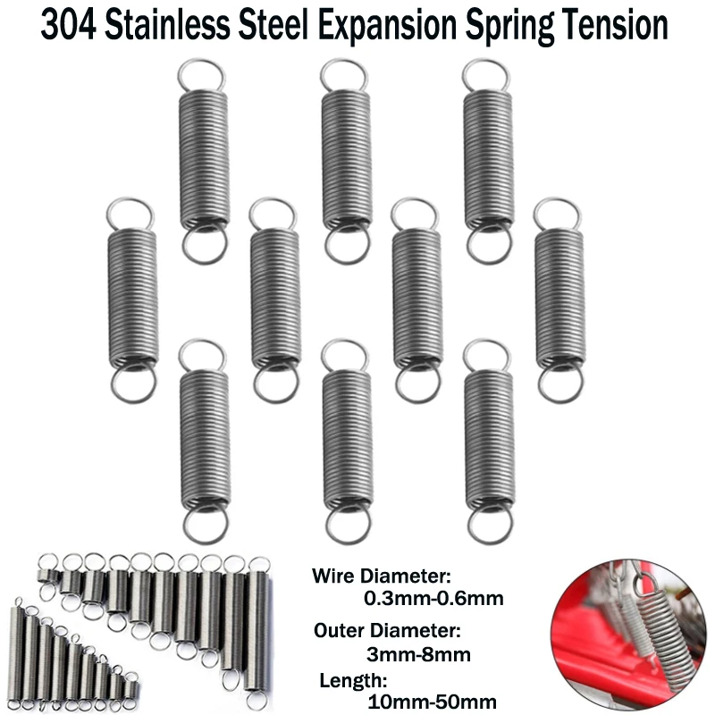 10PCS-304-Stainless-Steel-Dual-Hook-Small-Tension-Spring-Hardware ...