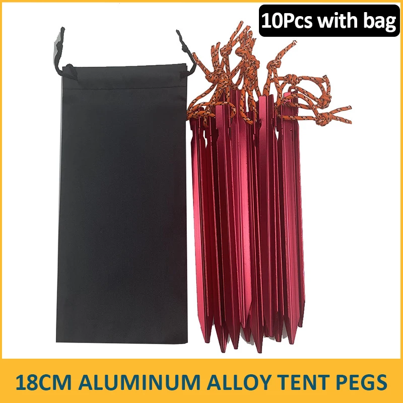 10pcs 18cm Aluminum Alloy ultralight Tent Pegs Outdoor Camping Ground ...
