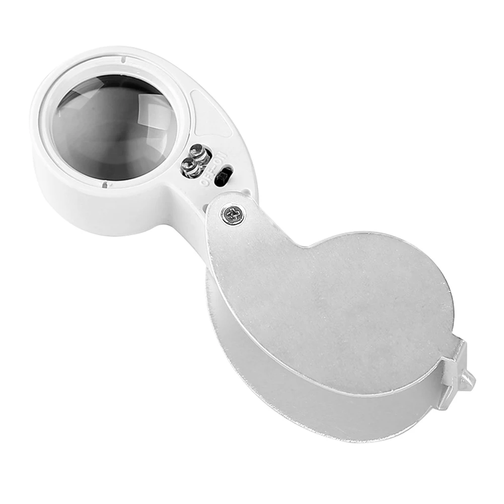 40x Handheld Magnifier with LED Light 25mm HD Illuminated Loupe Jewelry ...