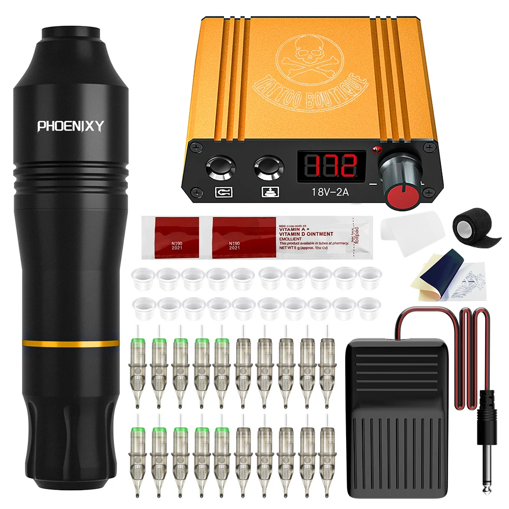 Phoenixy-Tattoo-Rotary-Pen-Kit-Tattoo-Machine-Pen-With-Power-Supply ...