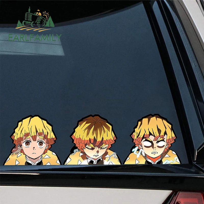 EARLFAMILY Agatsuma Zenitsu Peek Car Sticker Chibi Big Head Demon ...