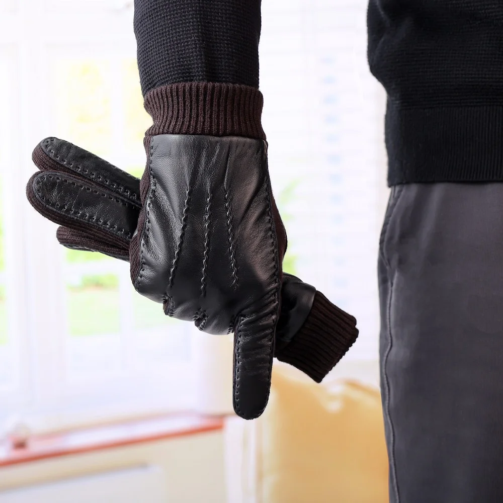 Winter-Gloves-Men-Real-Leather-Wool-Lined-Outdoor-Riding-Driving-Rock ...