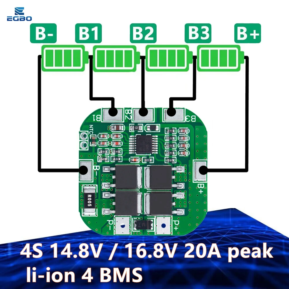 EGBO 리튬 이온 4 BMS PCM 배터리 보호 보드, 리튬 LicoO2 Limn2O4 18650 li 배터리용 bms pcm ...