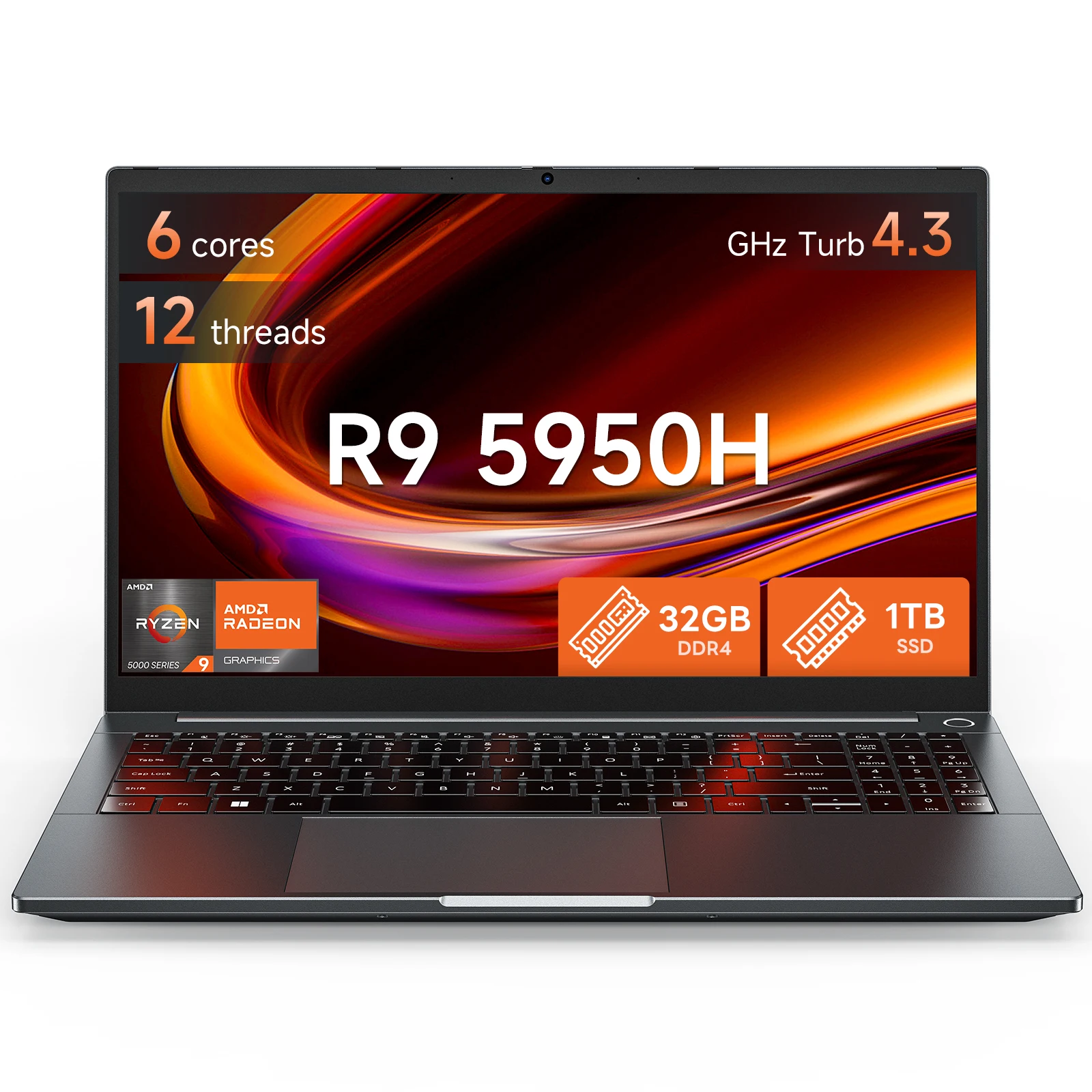 SUXI R9-5950H Laptop 15.6 inch 90Hz Display 32GB RAM 512GB SSD 4.3GHz ...
