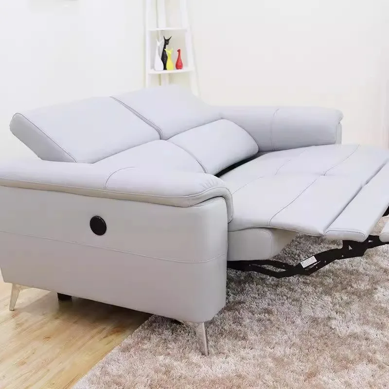Modern Power Reclining Genuine Leather Sofa – Recliner Couch with ...