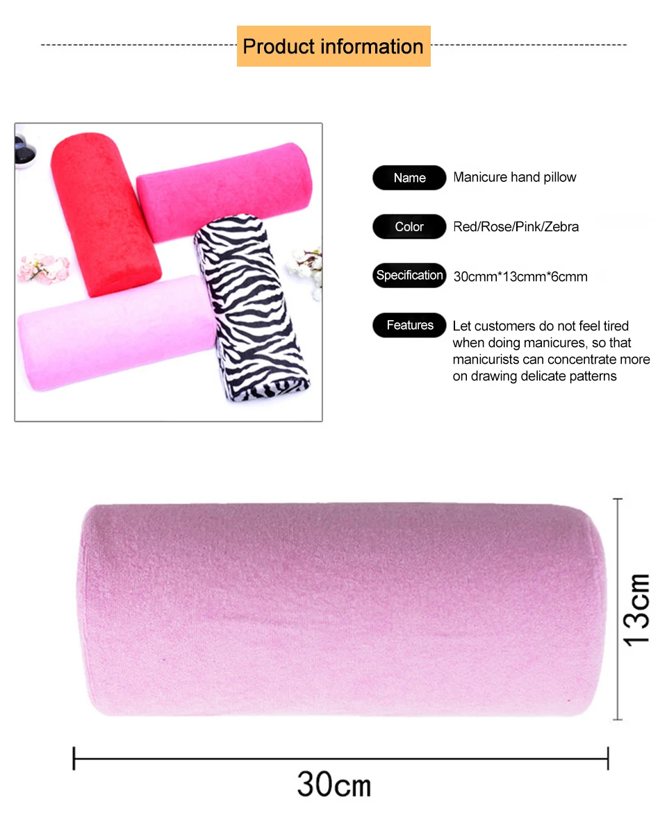 Repose-mains à ongles,Red--Repose main de manucure, doux, 30x13cm, 5 ...