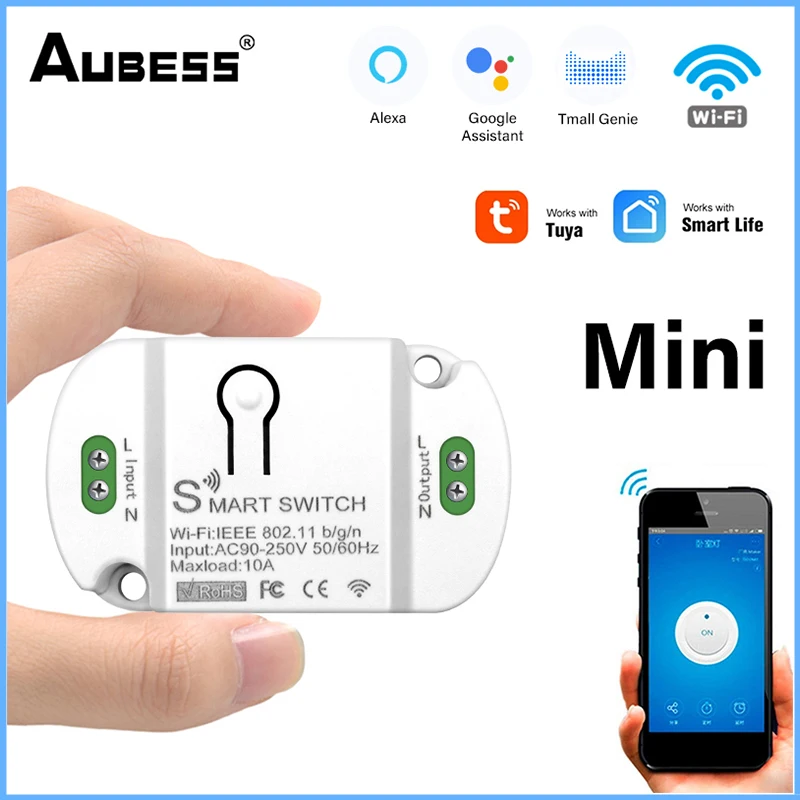 Aubess-Tuya-WiFi-DIY-Smart-Switch-Timer-16-10A-Voice-Control-Smart-Home ...