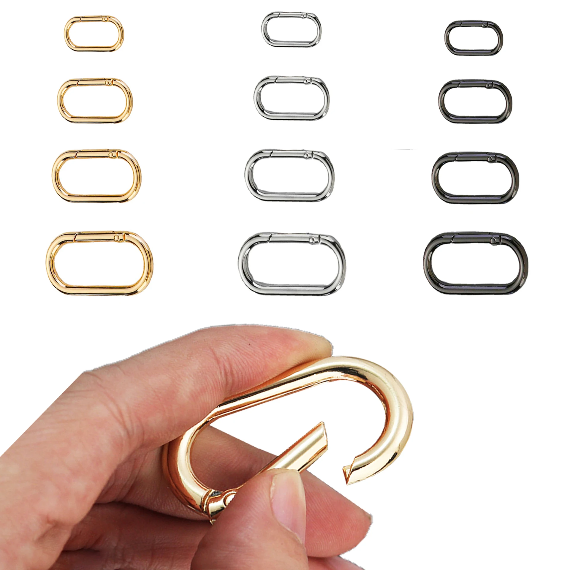 O Ring Metal Oval Ring Spring Clasps Openable Carabiner Keychain Bag ...