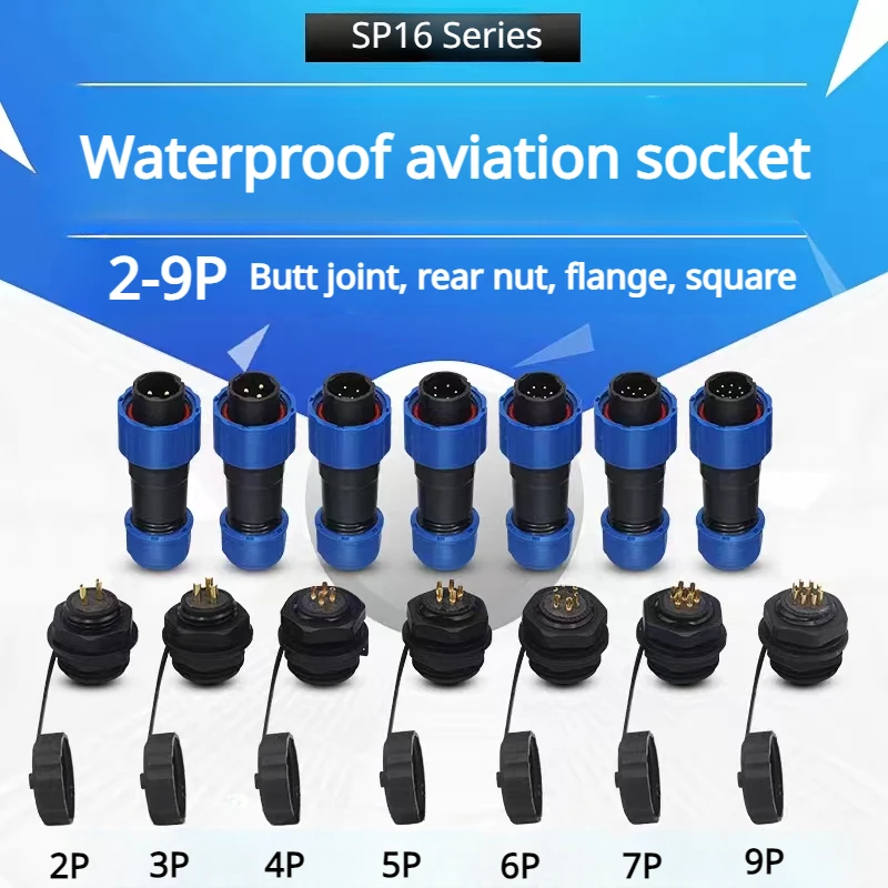 Waterproof-connector-SP16-IP68-cable-connector-plug-socket-Male-and ...