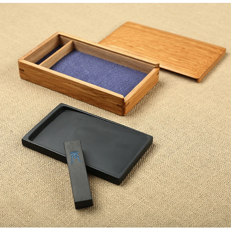 She Yan Inkstone Chinese Calligraphy Inkwell with Cover Storage Inks ...