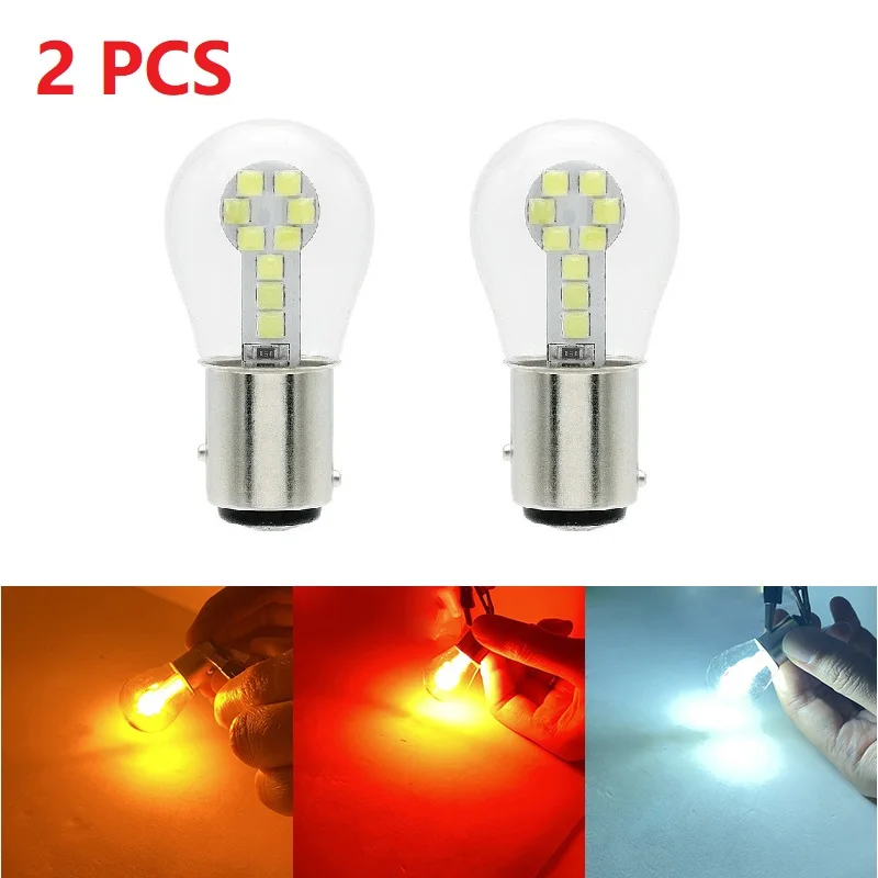 2X Red Amber White 1156 BA15S P21W LED 1157 BAY15D P21/5W LED Bulb R5W ...