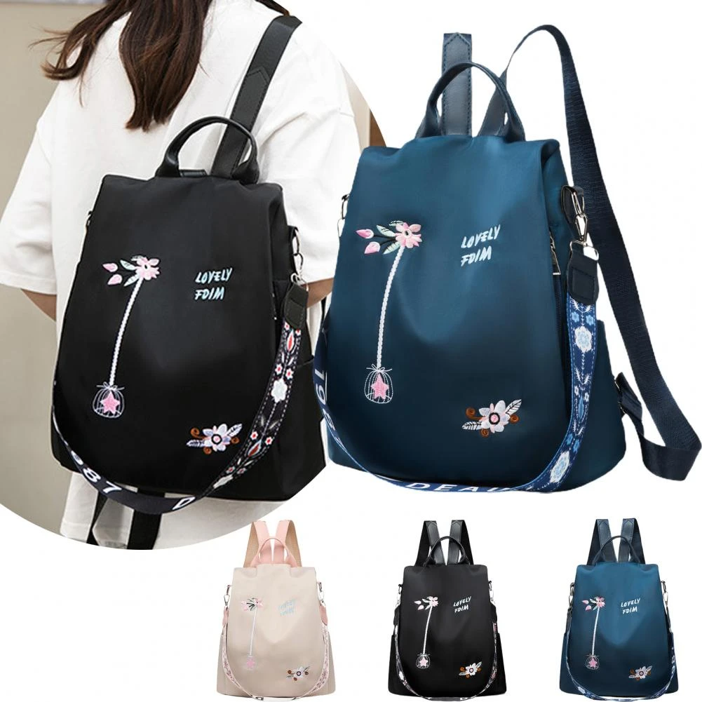 Women Backpack Shoulder Strap Large Capacity National Style Flower ...