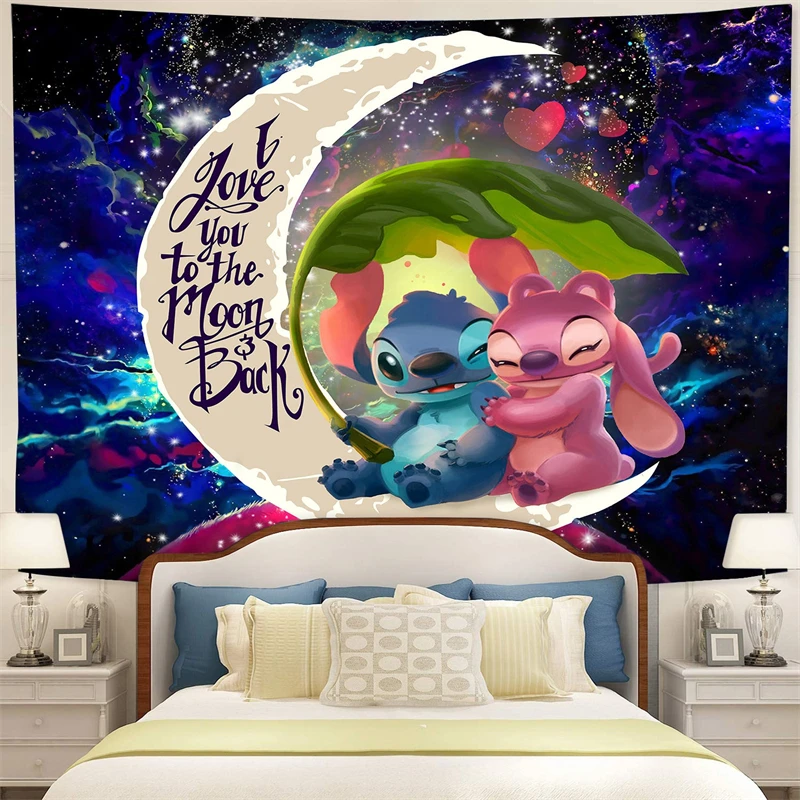 Tapiz-Stitch-Luna-Tapiz-de-pared-de-dibujos-animados-dormitorio-hermoso ...