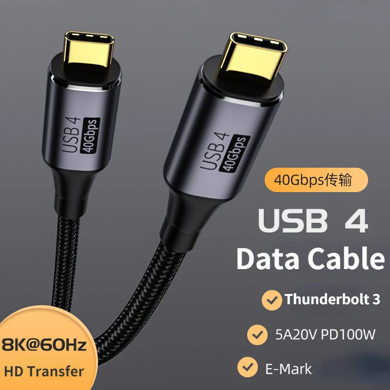 Câble photo,USB 4 Type C à USB-C Câble Thunderbolt 3-4 Ultra HD 8K - 60Hz 40Gbps 100W 5A PD ...