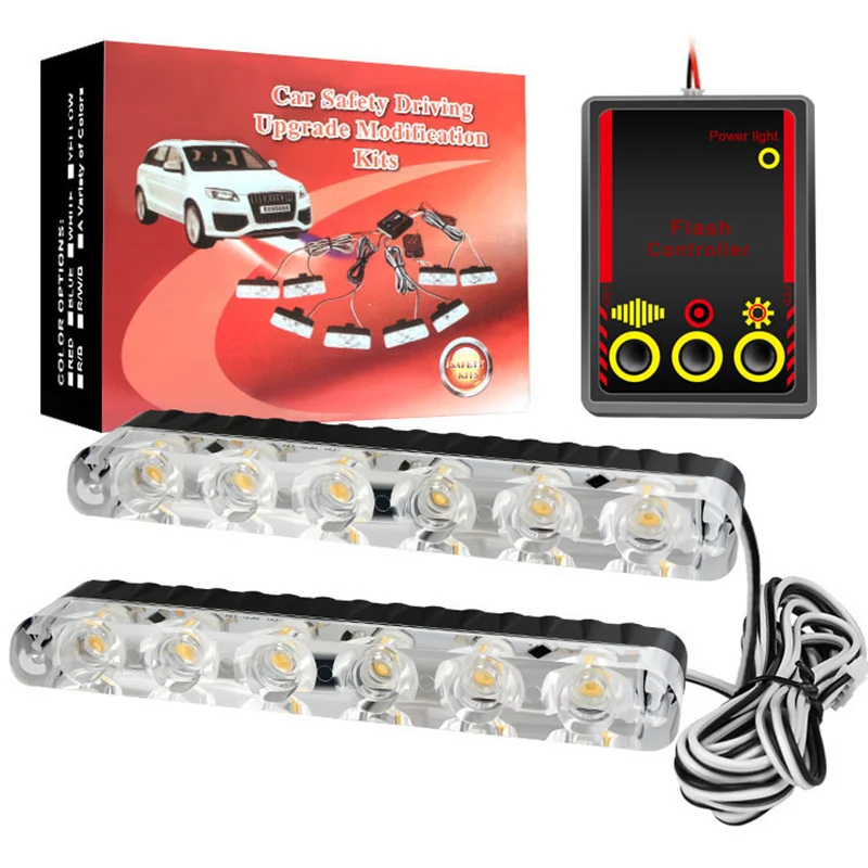 2x6-Led-Strobe-Warning-Police-Light-Automobiles-12V-Car-Truck-Flashing ...