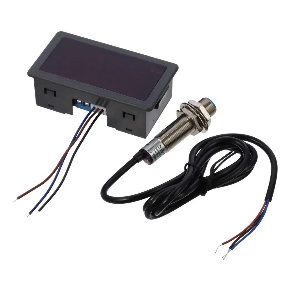 AC 110V-230V Digital LED Motor Tachometer Red 4 Digit NPN Hall ...