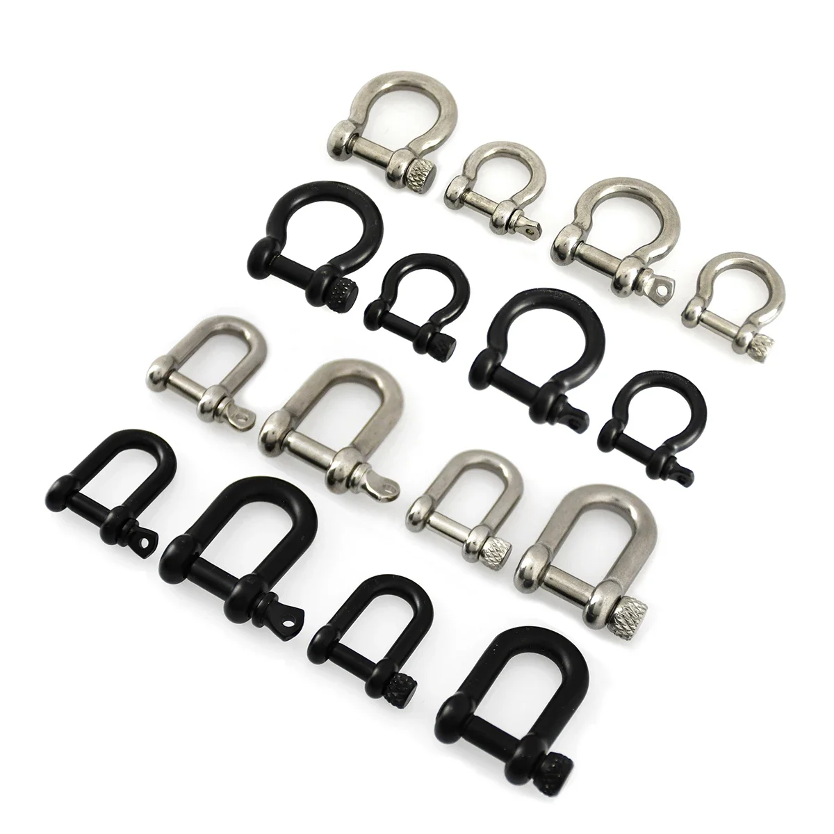 1piece-Stainless-Steel-Shackle-Carabiner-D-Ring-Fob-Key-Ring-Keychain ...