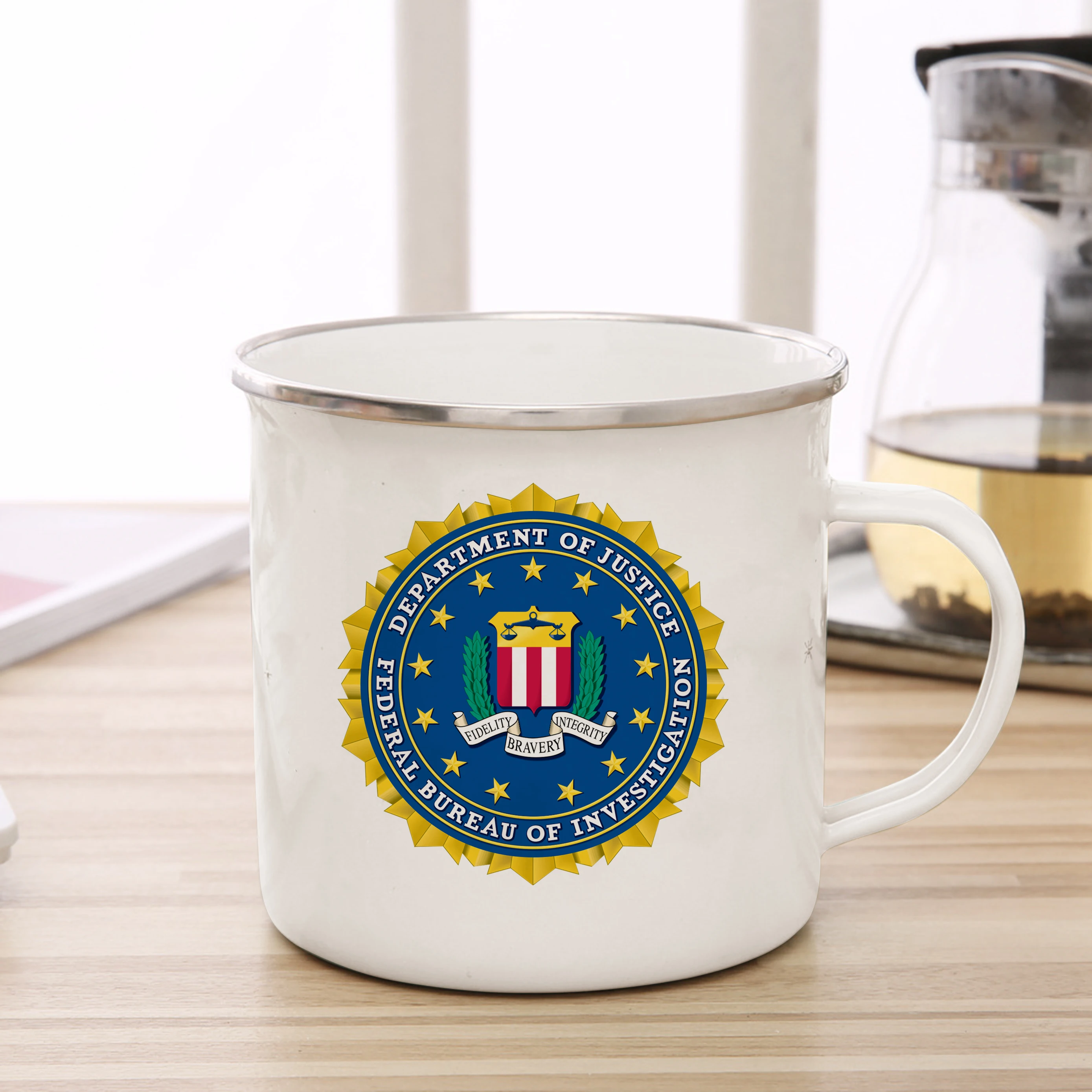 FBI Federal Bureau of Investigation enamel cup CIA Central Intelligence ...