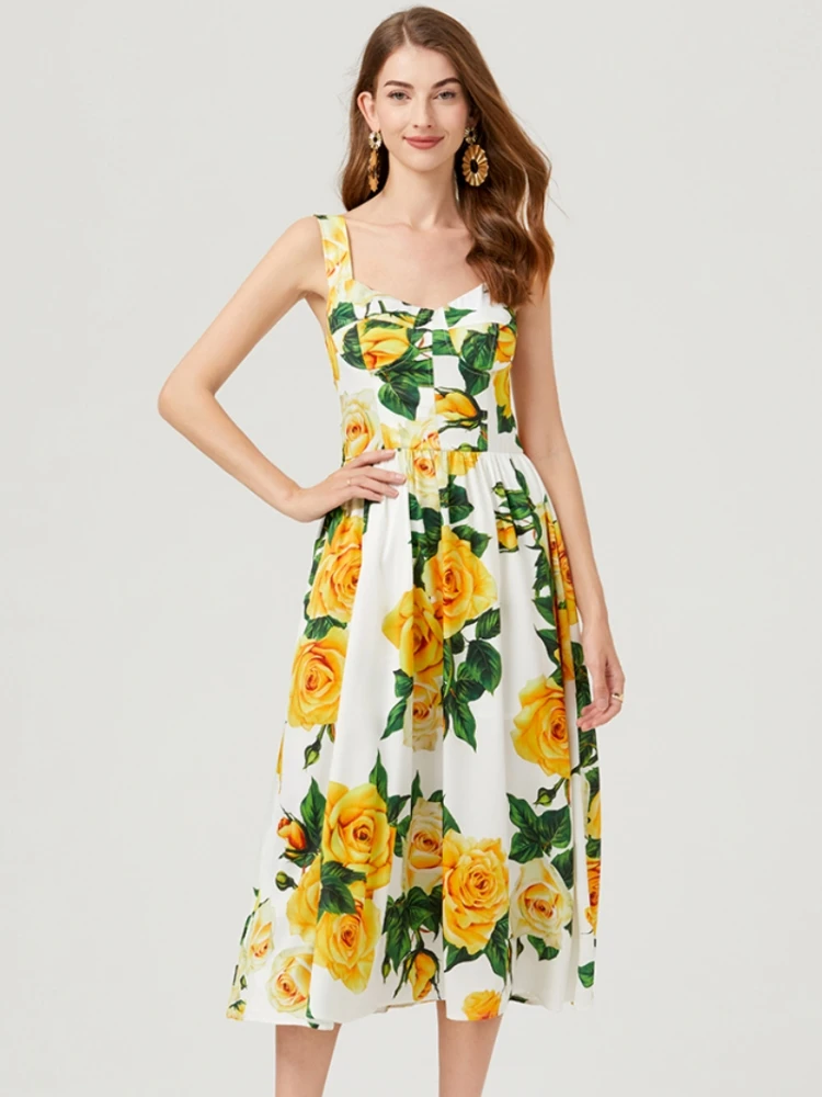 Vestido-de-playa-con-estampado-Floral-para-mujer-traje-con-tirantes ...