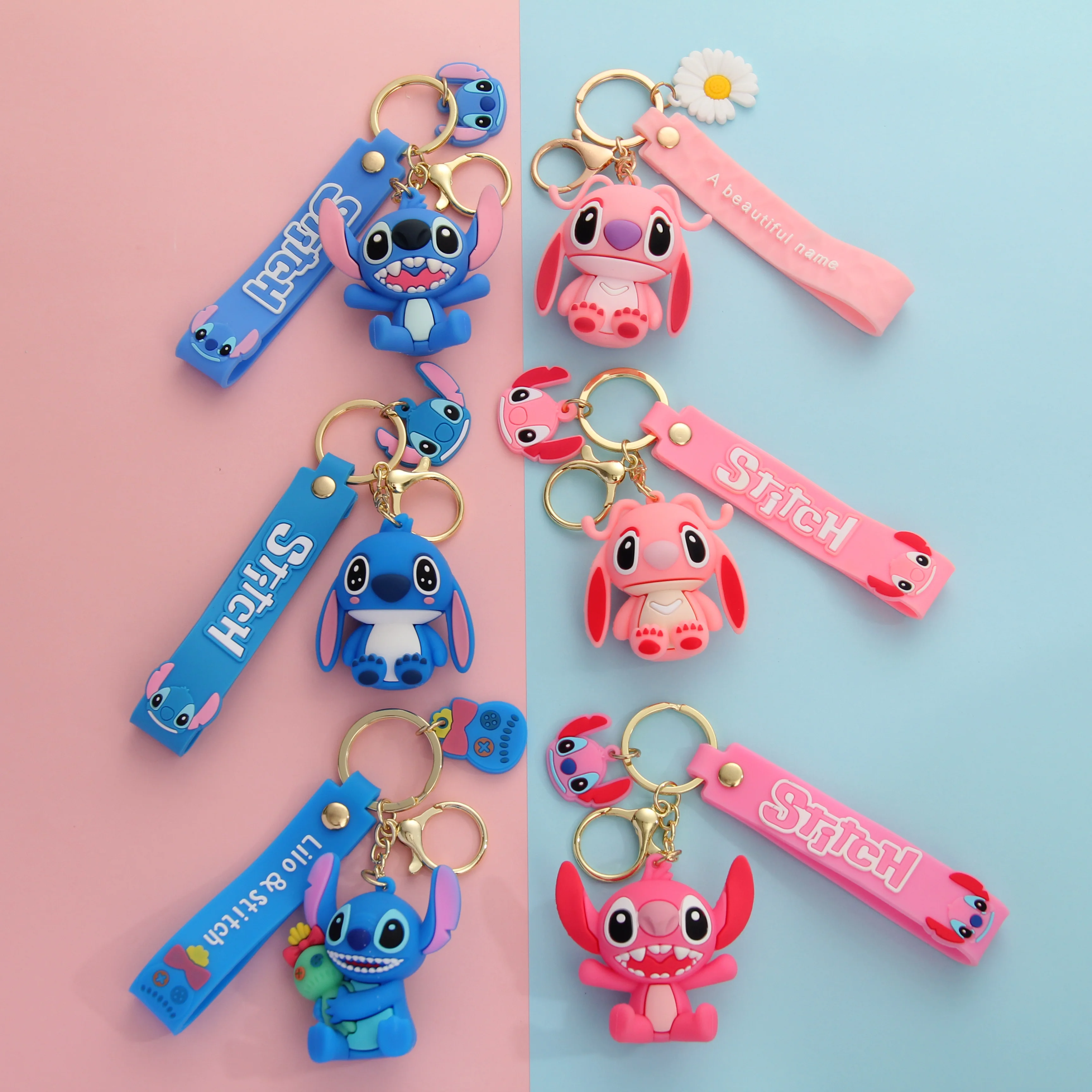 Disney-Anime-Figures-Stitch-Doll-Keychain-Cartoon-Stitch-Lanyard-Car ...