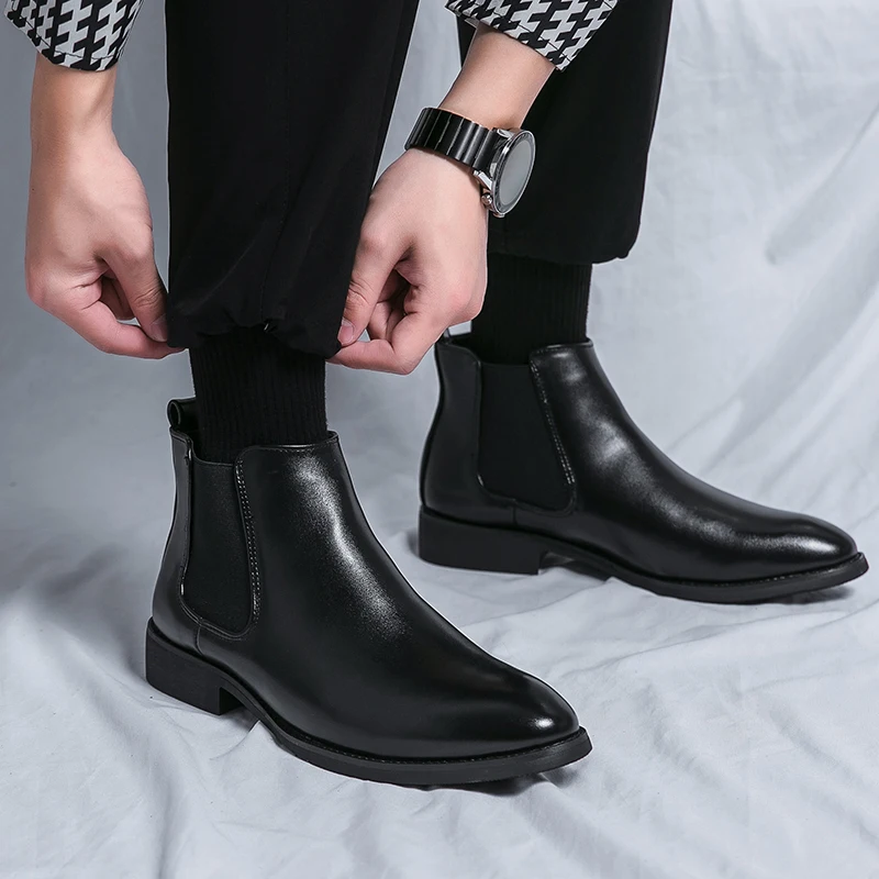 Stivali Chelsea Scarpe Da Uomo In Pelle Moda Uomo Outdoor