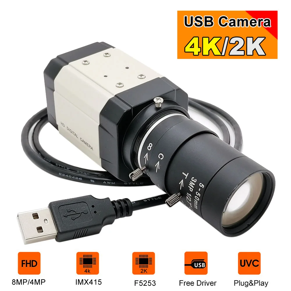 HD 4k 8MP USB 웹캠 2K 4 메가픽셀 UVC OTG PC 비디오 카메라, 산업용 미니 카메라, 3MP, 6mm 2.8 ...