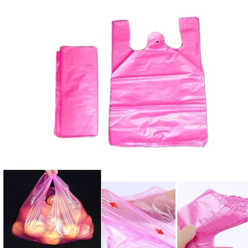 100Pcs-Pink-Garbage-Bag-Vest-Style-Storage-Bag-for-Home-Waste-Trash ...