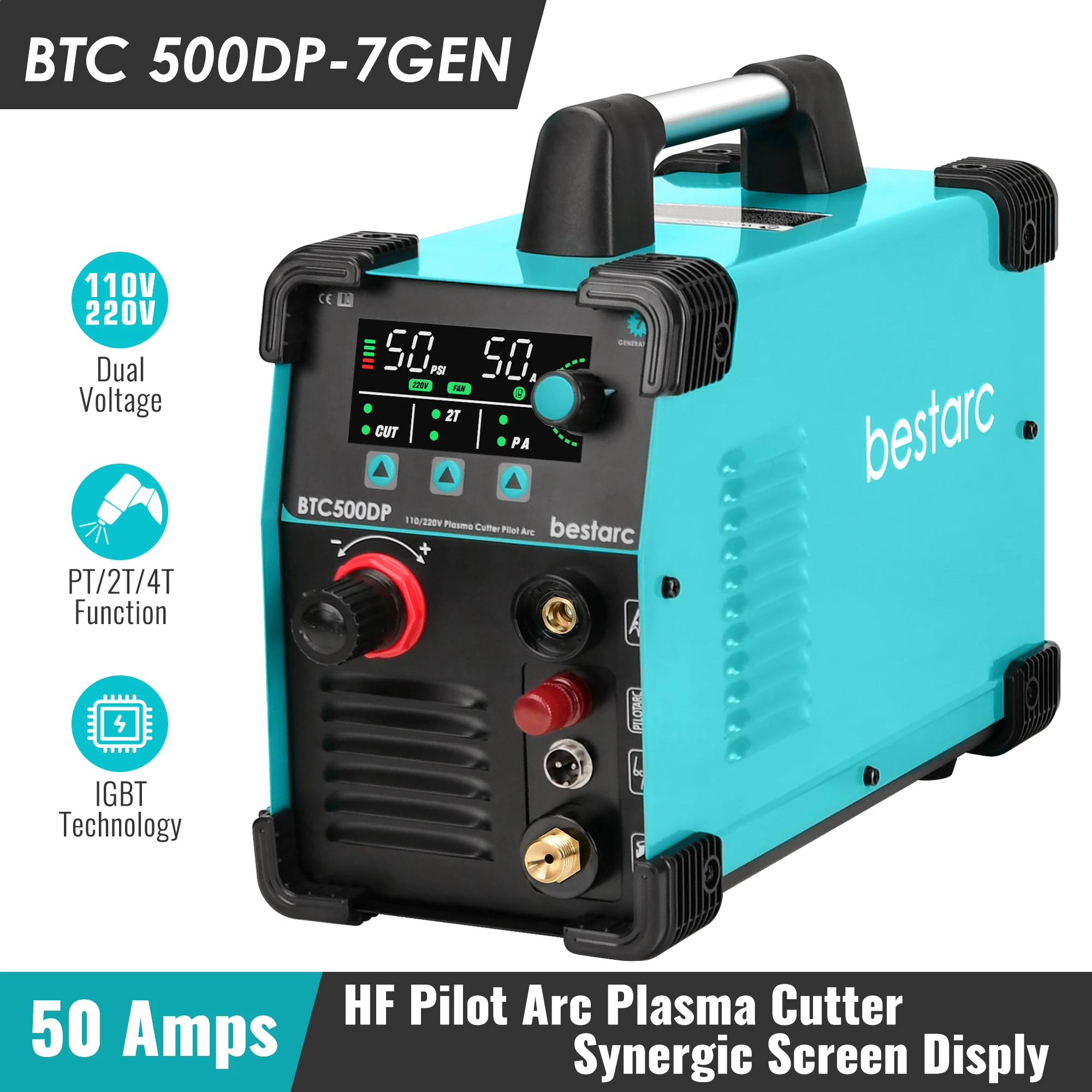 bestarc-Plasma-Cutter-Pilot-Arc-BTC500DP-7th-GEN-50Amps-Screen-Display ...